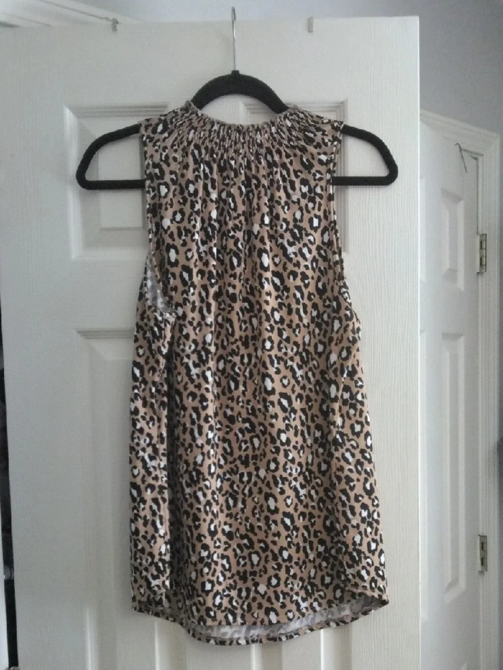 Perseption | Tops | Perseption Tan Leopard Print Smocked Neck Tank ...